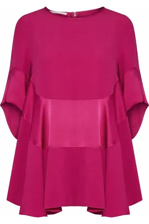 Antonio Berardi Paneled Draped Crepe Blouse - Fuchsia