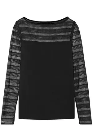 Bailey 44 Lacepaneled Sttretchjersey Top - Black