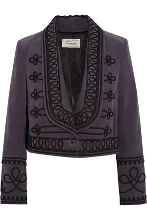 TEMPERLEY LONDON Voyage Embroidered Cottoncorduroy Jacket - Grape