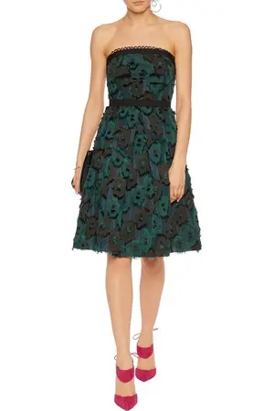 Saloni Anina Strapless Fil Coupé Chiffon Dress