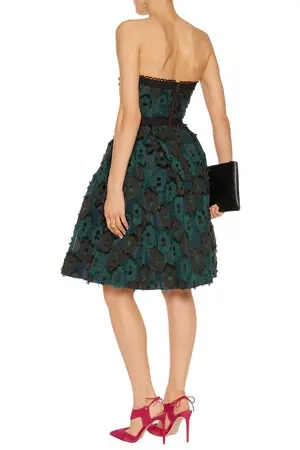 Saloni Anina Strapless Fil Coupé Chiffon Dress