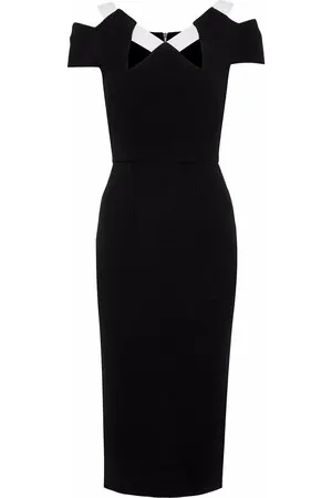 Roland Mouret Cutout Woolcrepe Dress Black