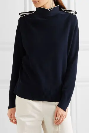 Sacai Laceup Twilltrimmed Cotton Sweater