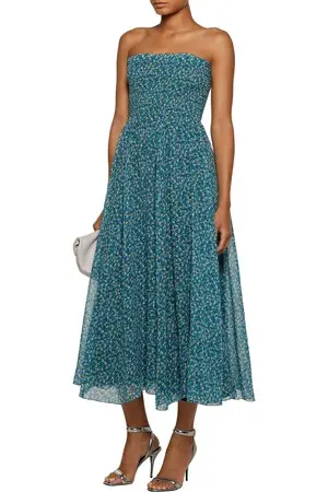 Philosophy Di Lorenzo Serafini Smocked Printed Silk Chiffon Maxi Dress