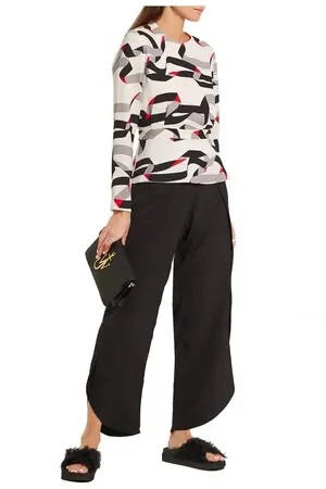 MSGM Printed Crepe Peplum Top