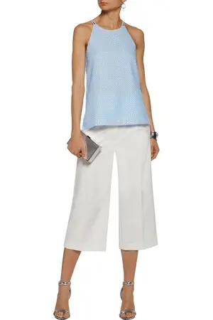 Halston Embellished Crepe De Chine Top