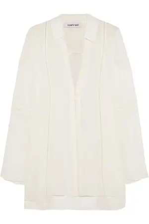 Elizabeth And James Luna Pointelletrimmed Silk Crepe De Chine Jacket - Ivory