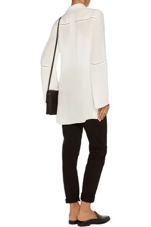Elizabeth And James Luna Silk Crepe De Chine Jacket With Pointelle Trims