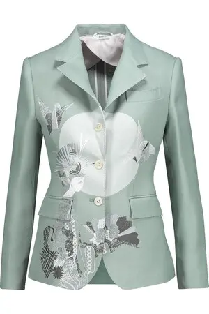 Thom Browne Embroidered Silkblend Crepe Blazer