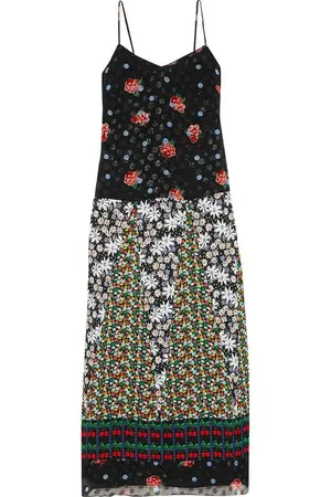 Anna Sui Silk Fil Coupé And Jacquard Maxi Dress - Black