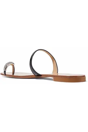 GIUSEPPE ZANOTTI Nuvorock Crystal Embellished Glossed Leather Sandals