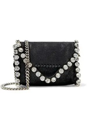 Stella McCartney Crystal-embellished Faux Brushed Leather Clutch