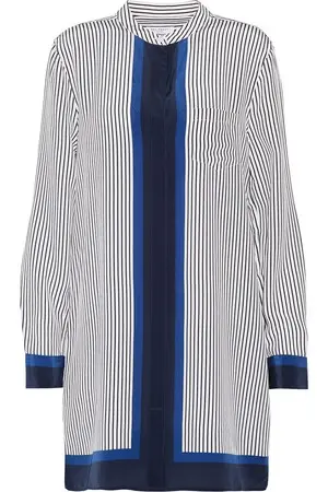 Equipment Belen Pinstriped Silk Mini Shirt Dress