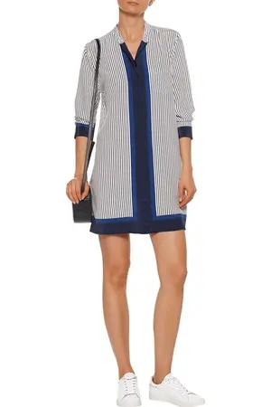 Equipment Belen Pinstriped Silk Mini Shirt Dress