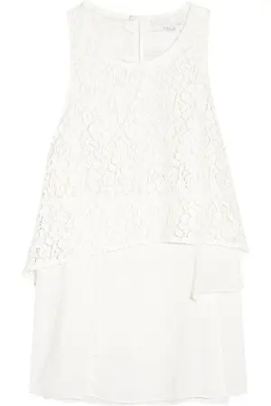 Derek Lam 10 Crosby Empire Layered Corded Lace And Cottonblend Top - White