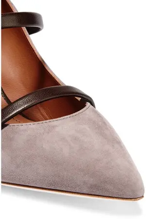 MALONE SOULIERS Leathertrimmed Suede Pumps