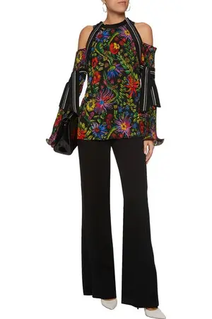 3.1 Phillip Lim Coldshoulder Embroidered Jacquard Top