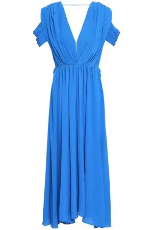 EMILIA WICKSTEAD Crinkled Crepe De Chine Midi Dress - Blue