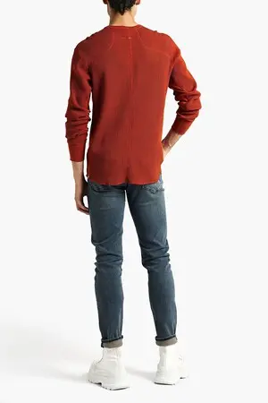 Rag & Bone Devon Paneled Waffleknit Cotton Henley Tshirt