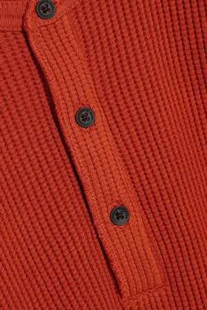 Rag & Bone Devon Paneled Waffleknit Cotton Henley Tshirt