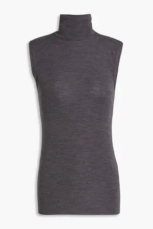 Brunello Cucinelli Mélange Wool-blend Jersey Turtleneck Top
