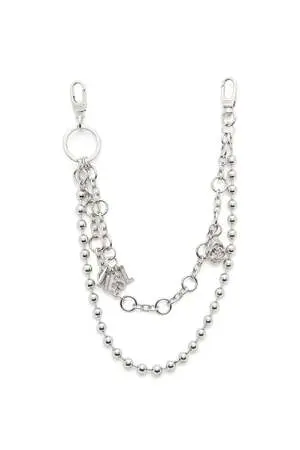 DIESEL® Metal Chain Charm Accessory With Rose Pendant - Silver