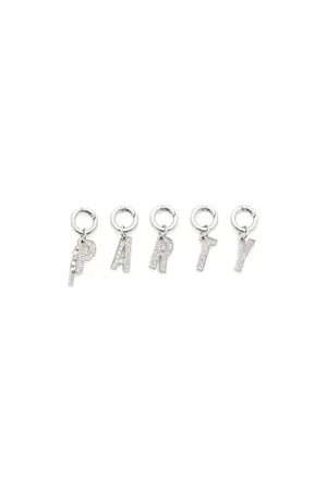 DIESEL® Metal "party" Charms With Crystal Appliques - Silver
