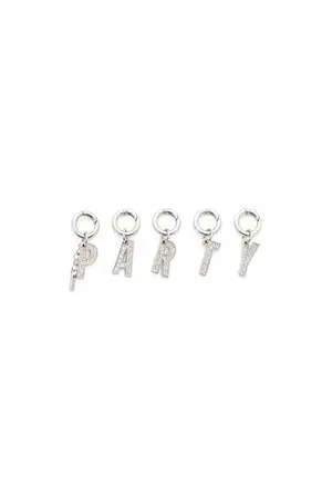 DIESEL® Metal "party" Charms With Crystal Appliques - Silver