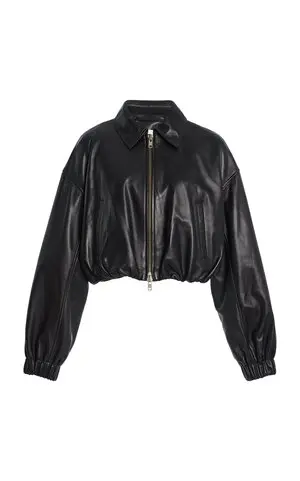 Ulla Johnson Gigi Cropped Leather Jacket - Black
