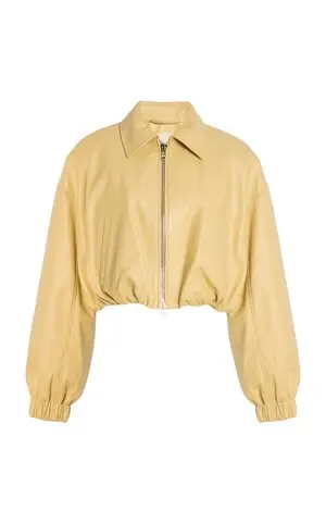 Ulla Johnson Gigi Cropped Leather Jacket - Yellow
