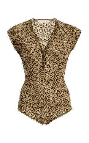 Ulla Johnson Elin Patterned Merino-wool Bodysuit