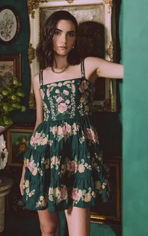 Agua Bendita Lima Mini Nostalgia Linen Mini Dress