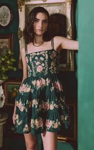 Agua Bendita Lima Mini Nostalgia Linen Mini Dress