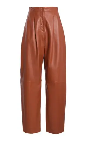 Ulla Johnson Nathalie High-rise Leather Barrel-leg Pants - Red