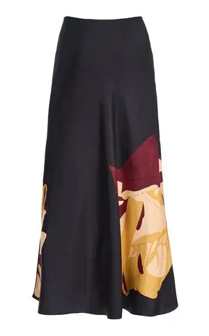 Ulla Johnson Pera Printed Silk Midi Skirt