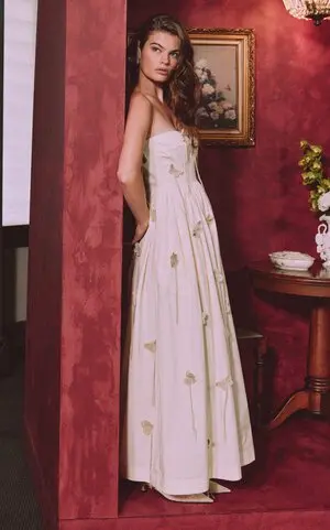 Agua Bendita Tonia Orquidea Cotton Maxi Dress
