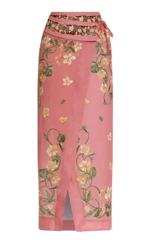 Agua Bendita Tierra Castillo Linen Wrap Maxi Skirt - Multi