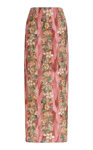 Agua Bendita Lirica Castillo Linen Maxi Skirt - Multi