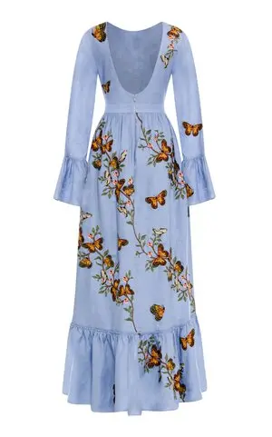 Agua Bendita Embroidered Linen Maxi Dress