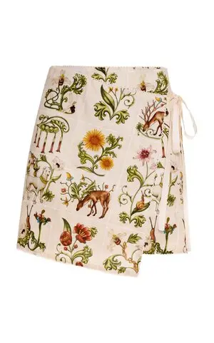 Agua Bendita Arte Tristan Linen Wrap Mini Skirt - Multi