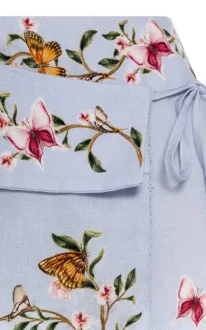 Agua Bendita Amuleto Orquidea Linen Wrap Mini Skirt