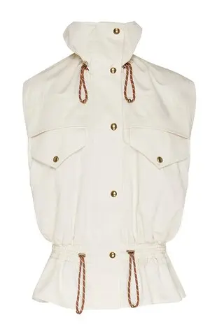 Zimmermann Clash Drill Cotton Drawstring Vest - Ivory