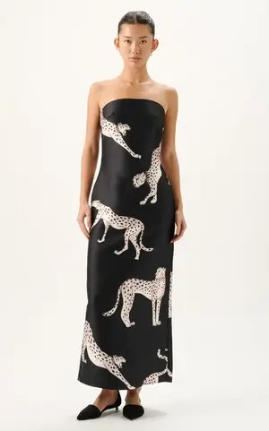 ROAME Pasca Cheetahl Strapless Maxi Dress