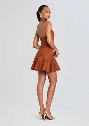 Retrofete Serena Metallic Knit Mini Dress - Metallic Rust