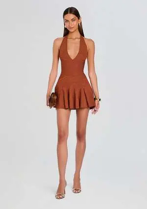 Retrofete Azelma Metallic Knit Mini Dress - Metallic Rust