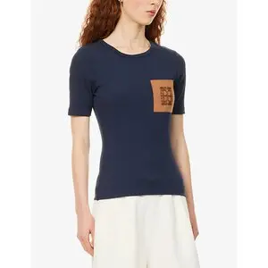 EMELLO Regular-fit Embroidered-logo Knit T-shirt