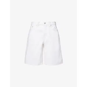Free People Montana Long-line Denim Shorts - Snowfall