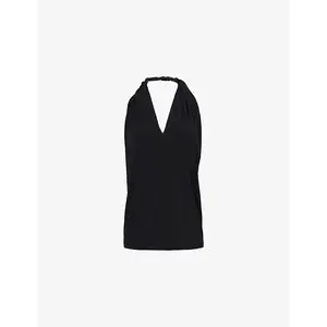 TOTEME Twisted Halter-neck Jersey Top - Black