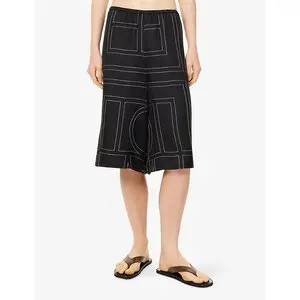 TOTEME Embroidered Silk Bermuda Shorts