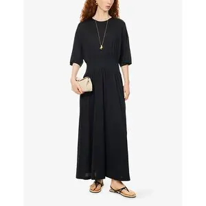 TOTEME Cotton-and-silk Midi Dress - Black